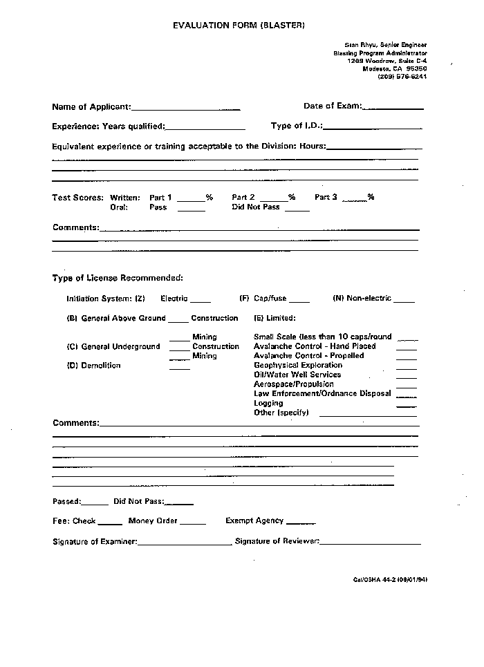 DOSH P&P - BLASTER'S LICENSES